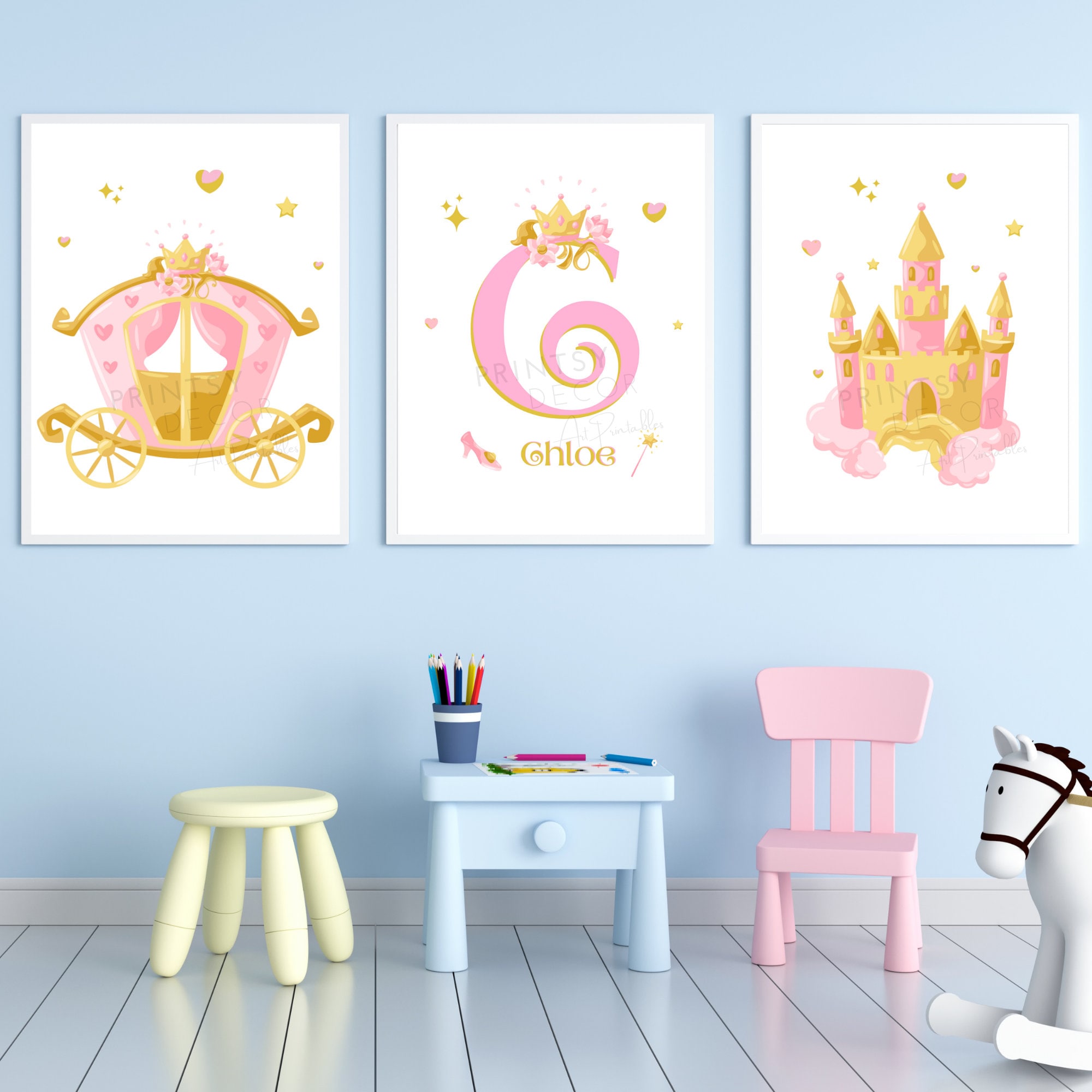 Personalized Princess Prints With Princess Carriage and Princess Castle ...