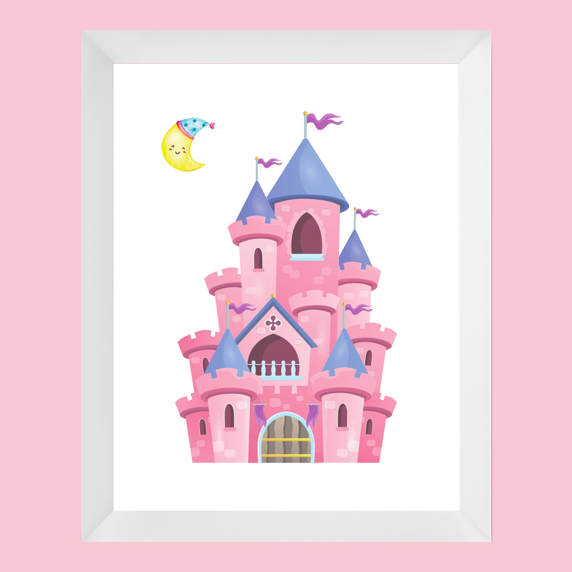 Pink and Purple Princess Castle Printable, Girls Princess Castle ...