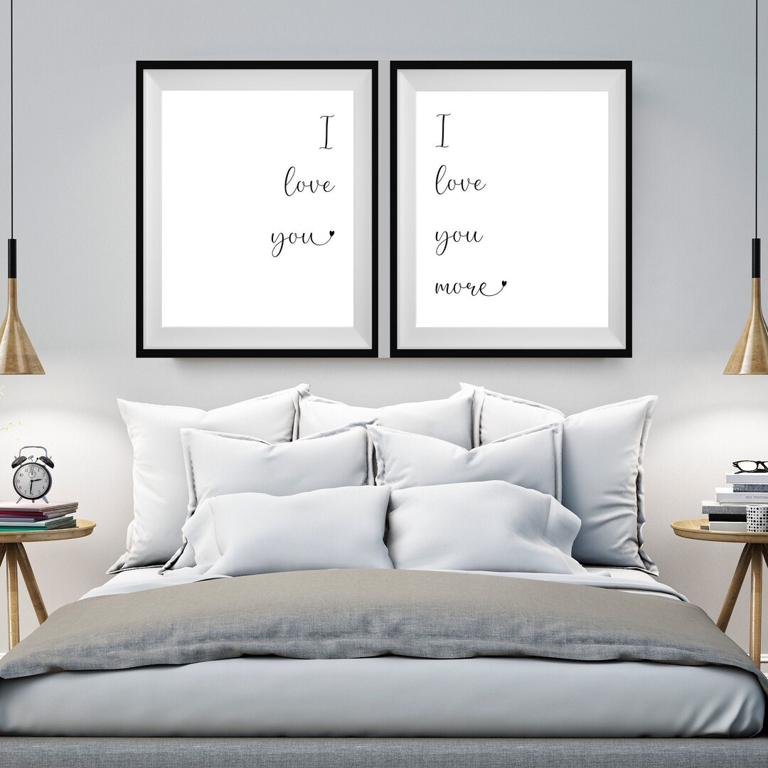 I Love You, I Love You More Romantic Wall Art Set of 2, Valentine's Day ...