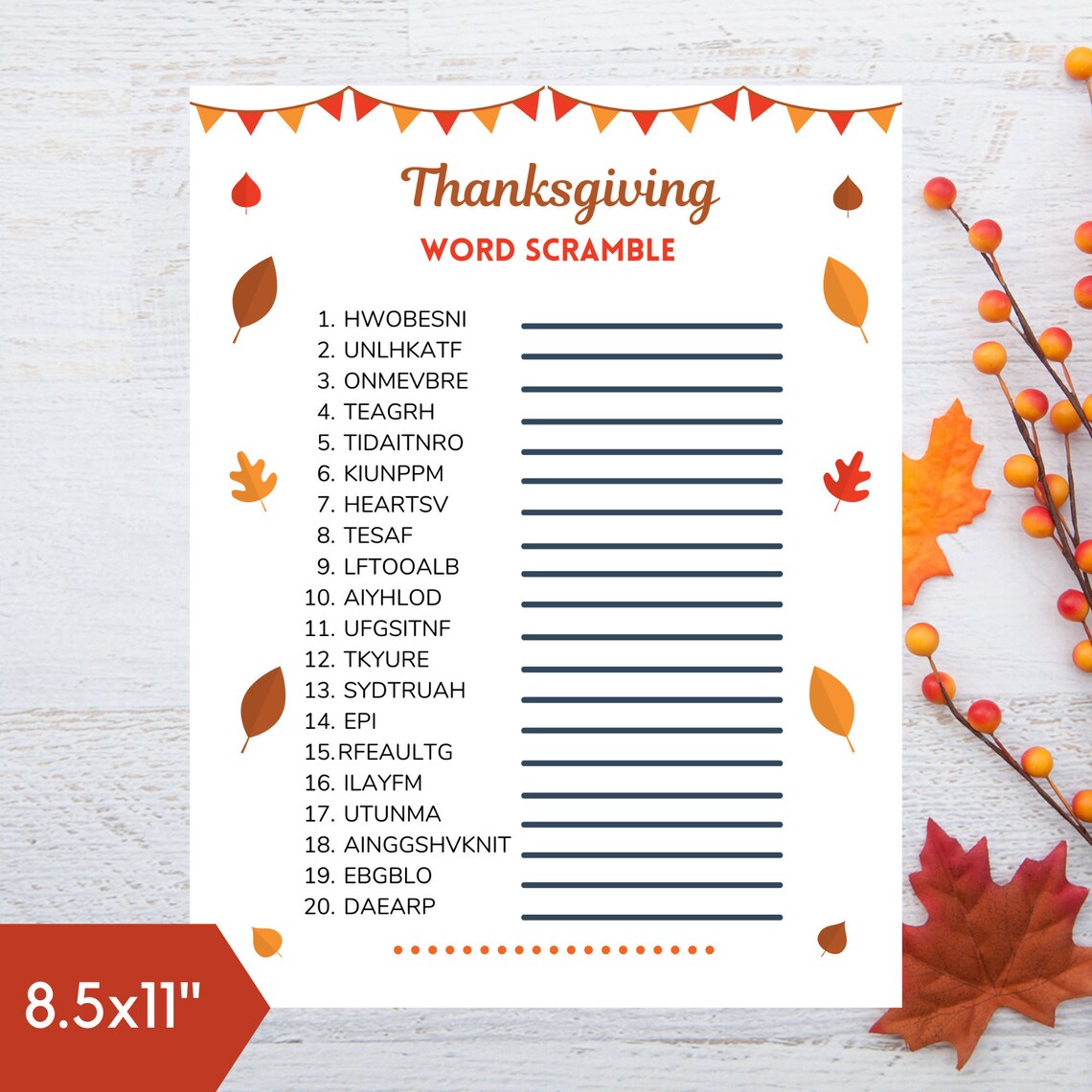 Thanksgiving Word Scramble Game, Printable Game That's Fun to Play With ...