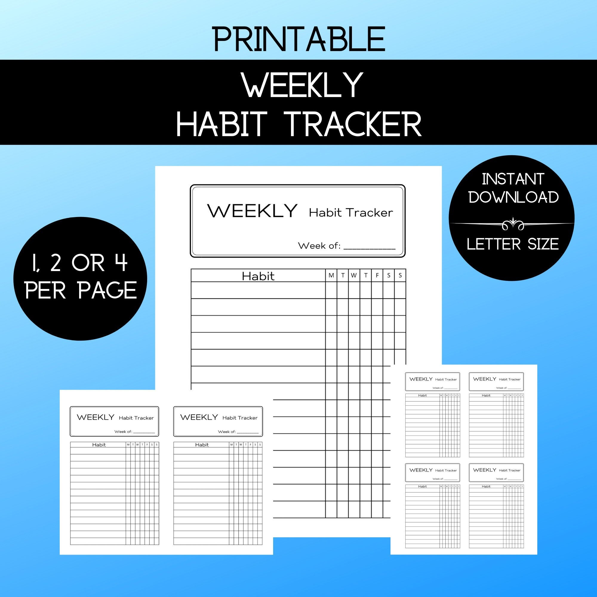 Weekly Habit Tracker Printables, Minimalistic Design Weekly Habit ...