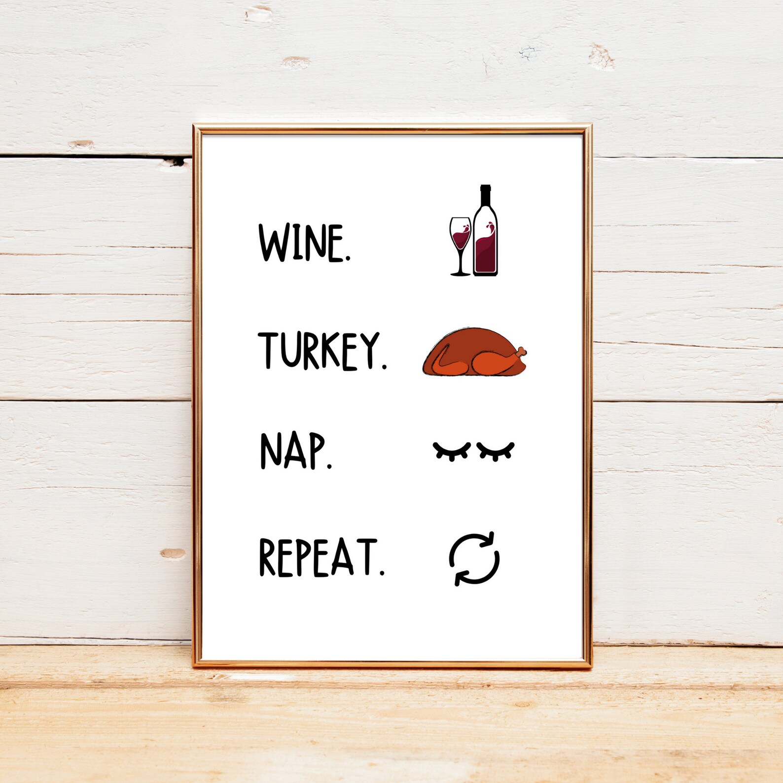 Wine Turkey Nap Repeat Printable Wall Art, Thanksgiving Wall Decor or ...