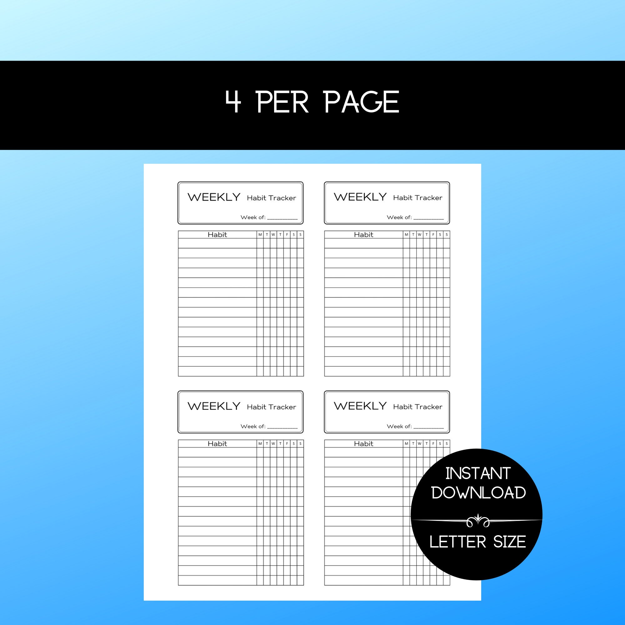 Weekly Habit Tracker Printables, Minimalistic Design Weekly Habit ...