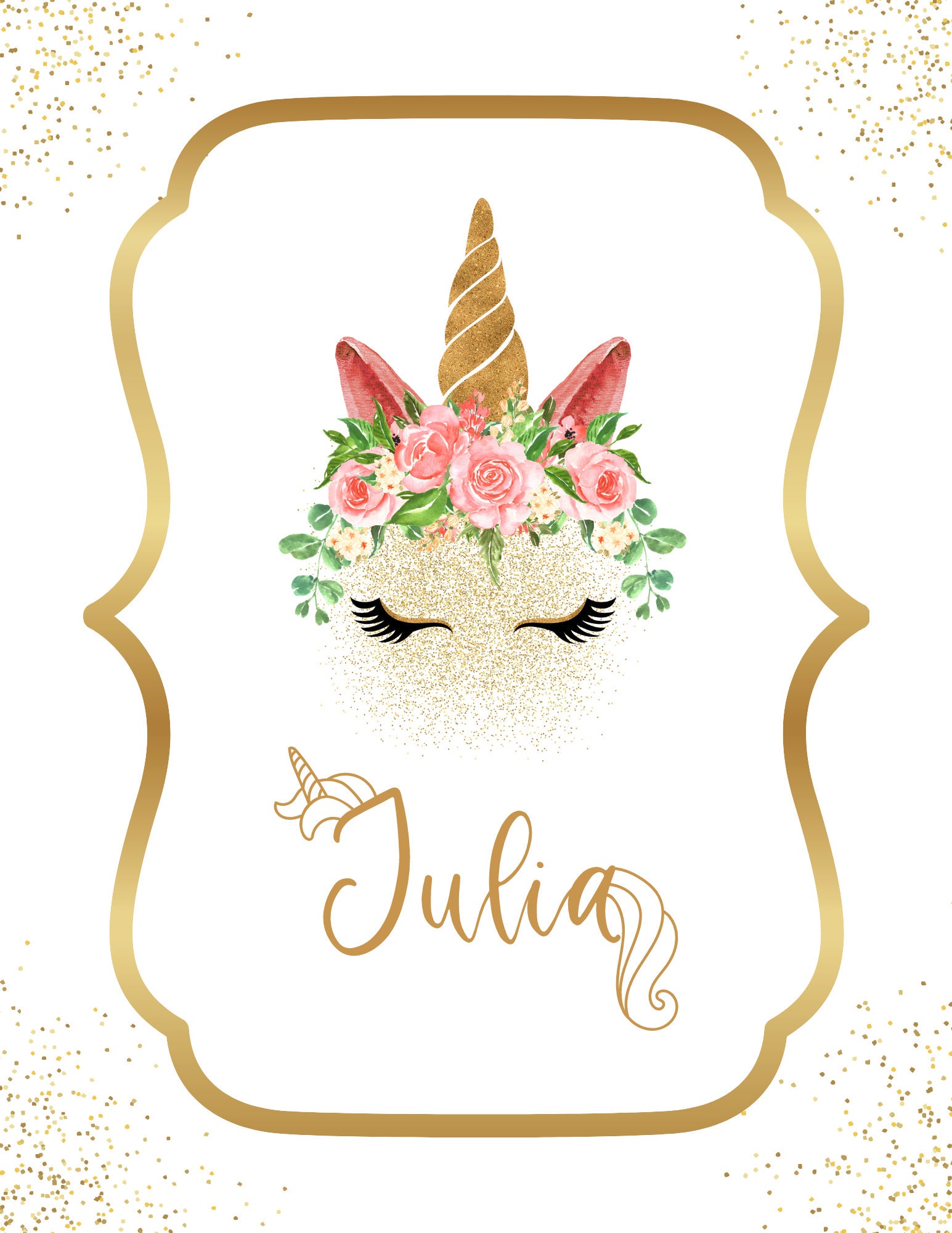 Personalized Unicorn Name Printable Girls Unicorn Nursery or - Etsy