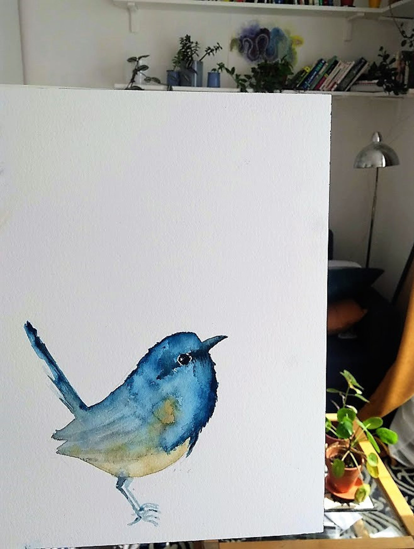 Impression peinture aquarelle d'un oiseau bleu - Etsy France