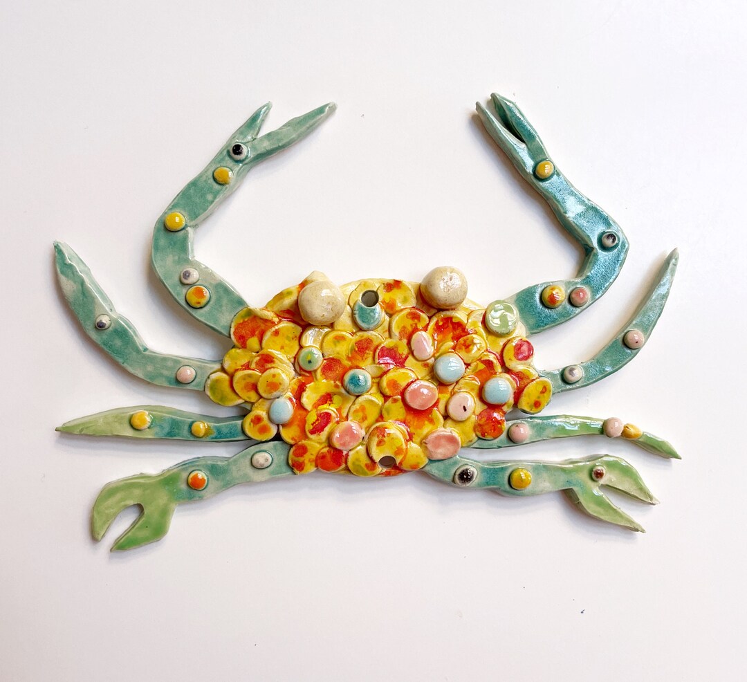 Ceramic, Crab, Wall Decoration, Wall Hanging Crab, Beach Decor, Ceramic ...
