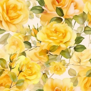 Watercolor Yellow Roses Digital Paper Seamless Designs Ten Colorful ...