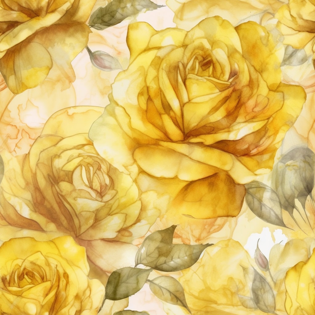 Watercolor Yellow Roses Digital Paper Seamless Designs Ten Colorful ...
