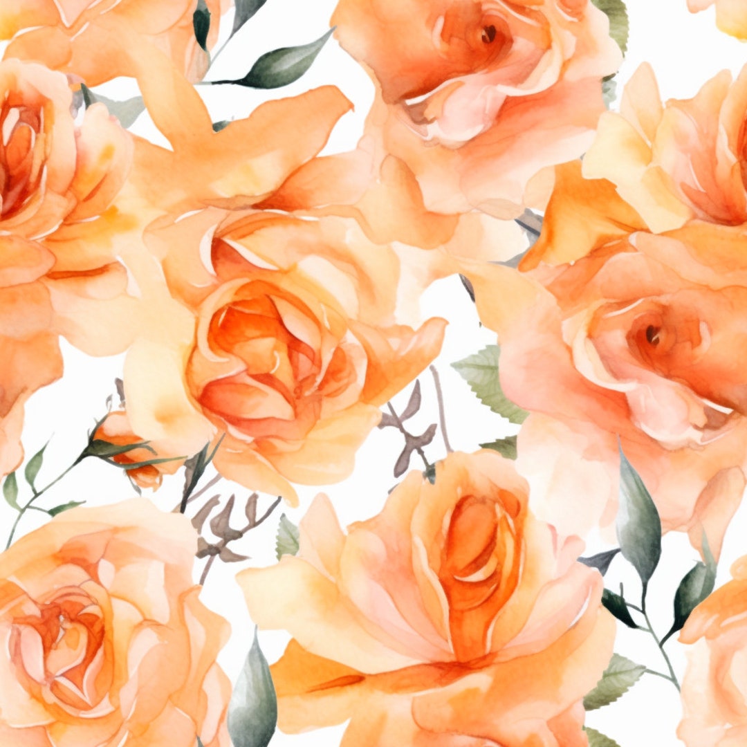 Watercolor Peach Roses Digital Paper Seamless Designs Ten Colorful ...