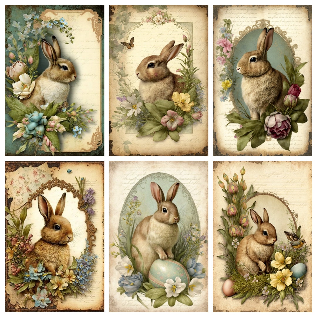 Cute Easter Bunny Junk Journal Papers, Printable Journal Pages for ...