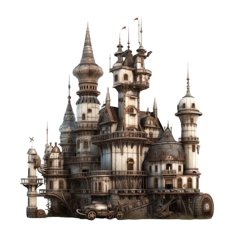 Steampunk Castles With Towers Clipart Instant Download Digital ...