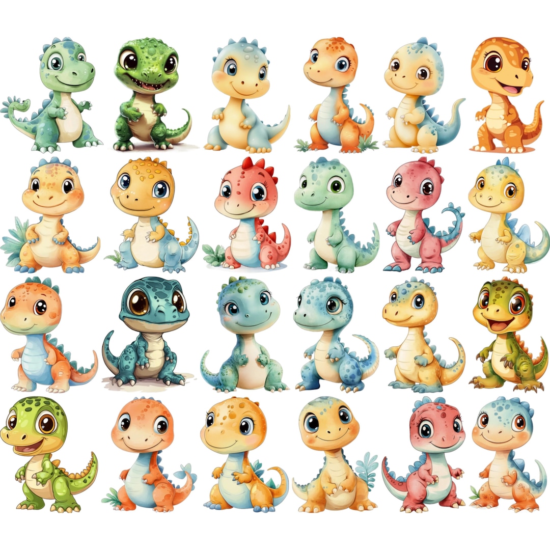 Adorable Cute Baby Dinosaurs Clipart Set for Instant Download Fun ...