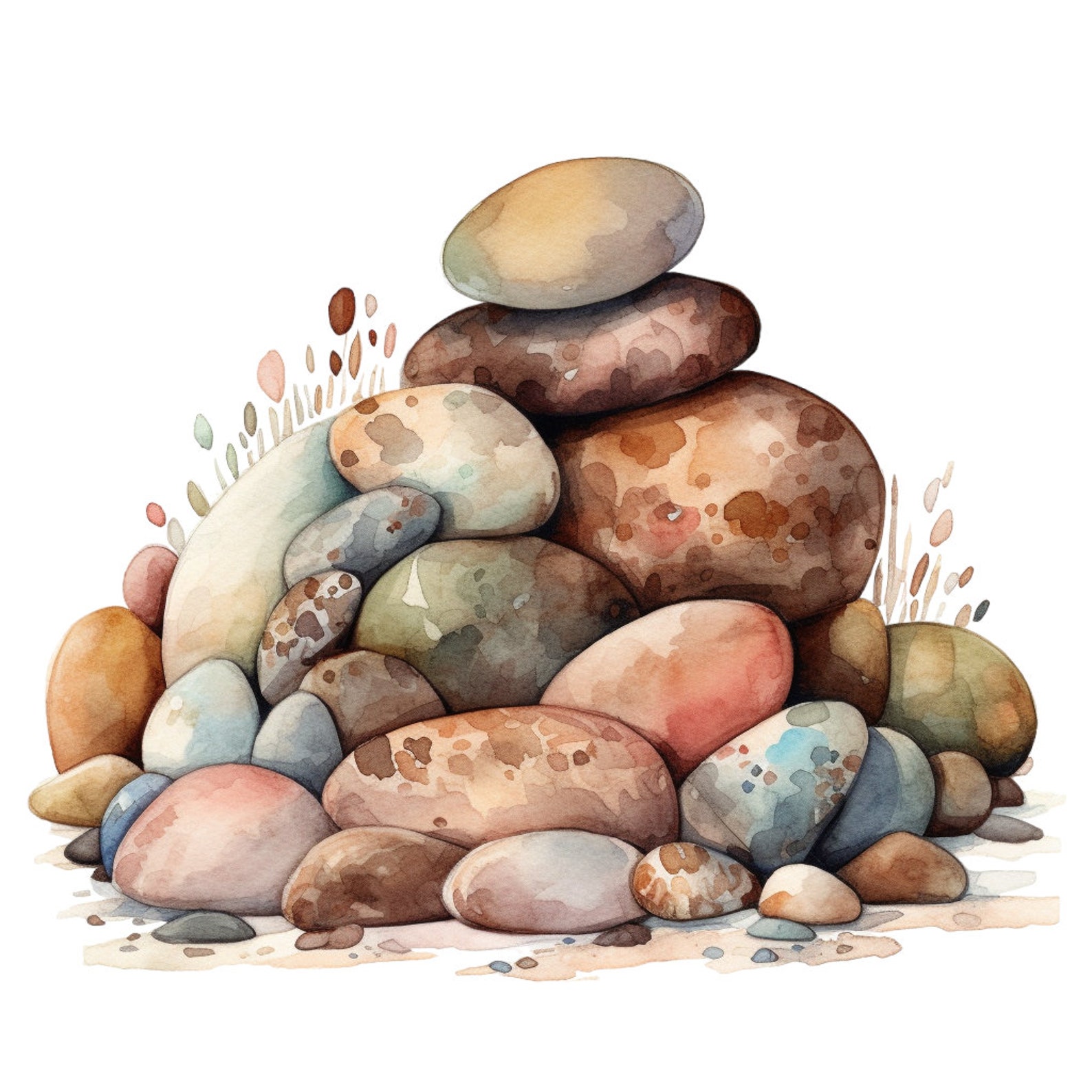Beach Pebbles Clipart - 10 PNG Images, Digital Download, Commercial Use ...