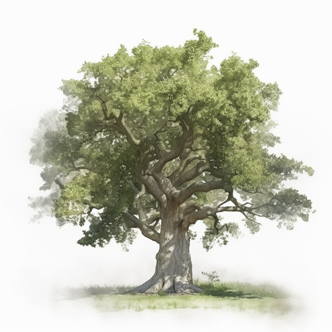 Oak Trees Watercolor Clipart, Oak Trees Clipart JPG, Watercolor Oak ...