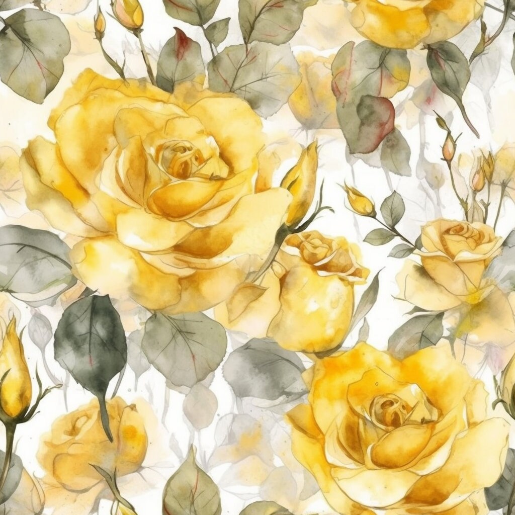Watercolor Yellow Roses Digital Paper Seamless Designs Ten Colorful ...