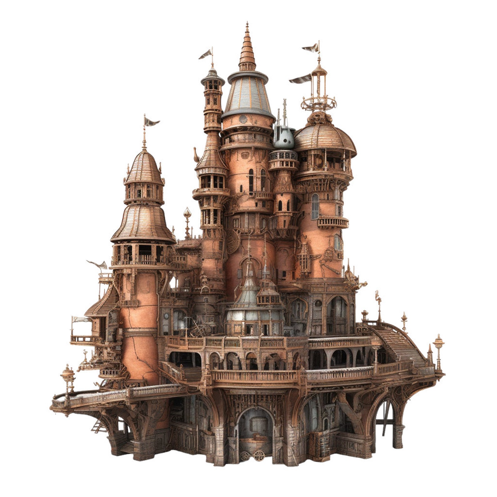 Steampunk Castles With Towers Clipart Instant Download Digital ...
