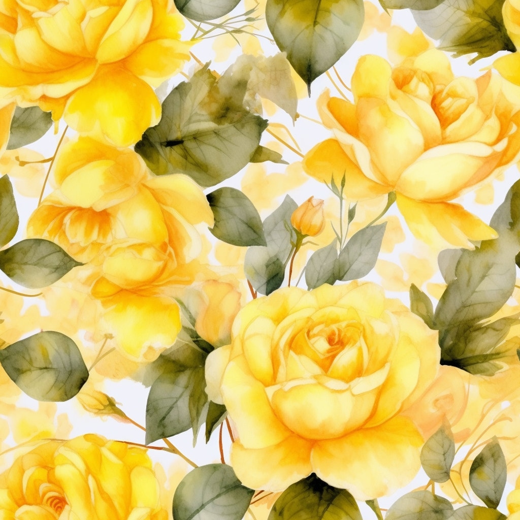 Watercolor Yellow Roses Digital Paper Seamless Designs Ten Colorful ...