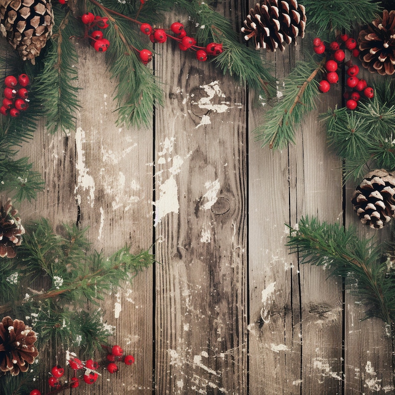 10 Rustic Christmas Digital Scrapbook Paper Background Weathered Wood ...