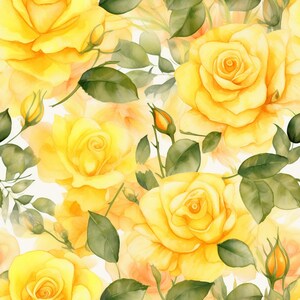 Watercolor Yellow Roses Digital Paper Seamless Designs Ten Colorful ...