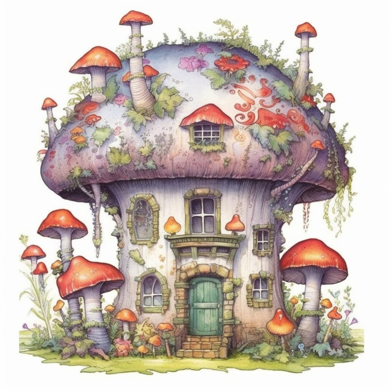 Whimsical Mushroom Fairy House Clipart Bundle 10 High Quality ...