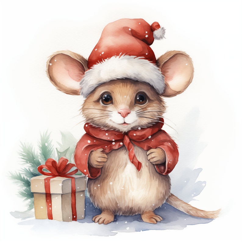 Christmas Mice Clipart Bundle Christmas Mouse - 16 High Quality Jpgs ...