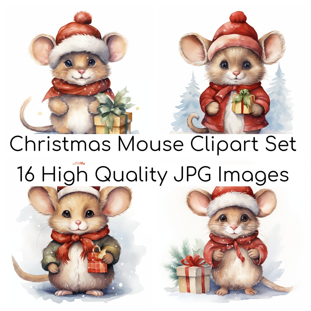 Christmas Mice Clipart Bundle Christmas Mouse - 16 High Quality Jpgs ...
