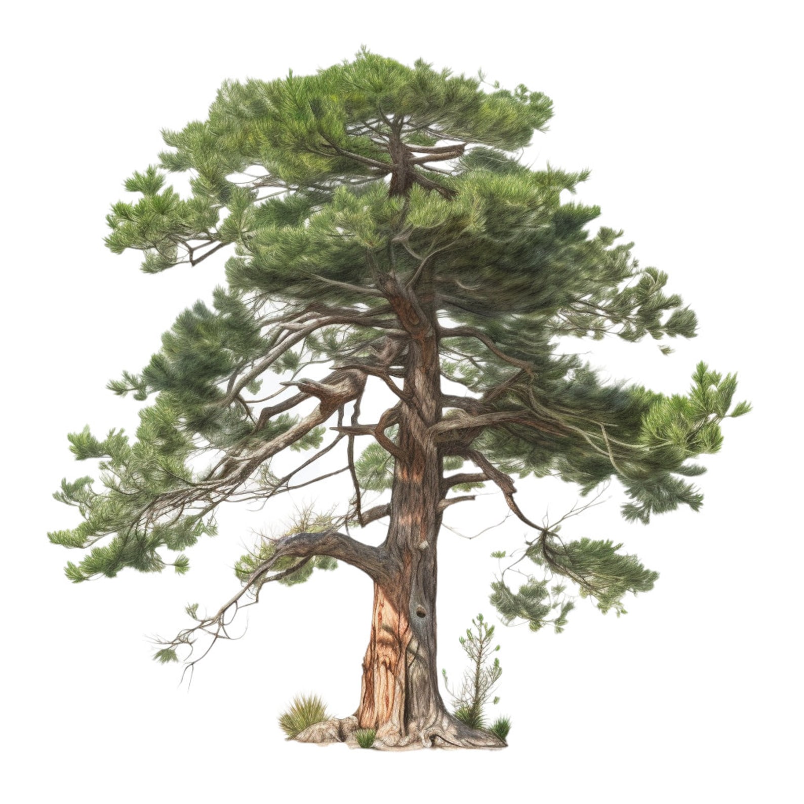 Scots Pine Trees Watercolor Clipart, Scots Pine Clipart JPG, Watercolor ...