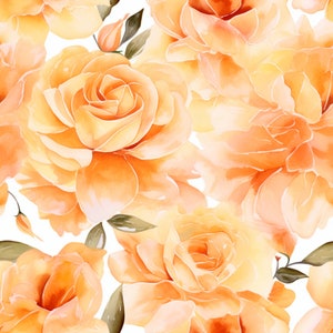 Watercolor Peach Roses Digital Paper Seamless Designs Ten Colorful ...
