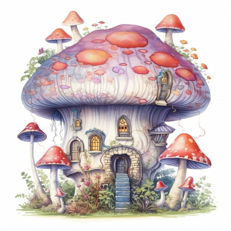Whimsical Mushroom Fairy House Clipart Bundle 10 High Quality ...
