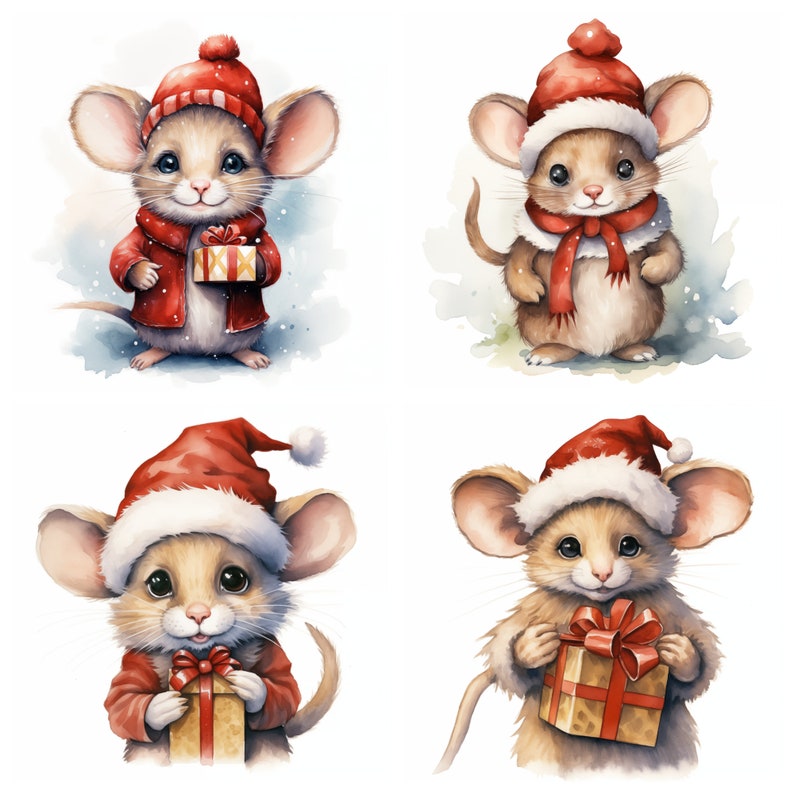 Christmas Mice Clipart Bundle Christmas Mouse - 16 High Quality Jpgs ...