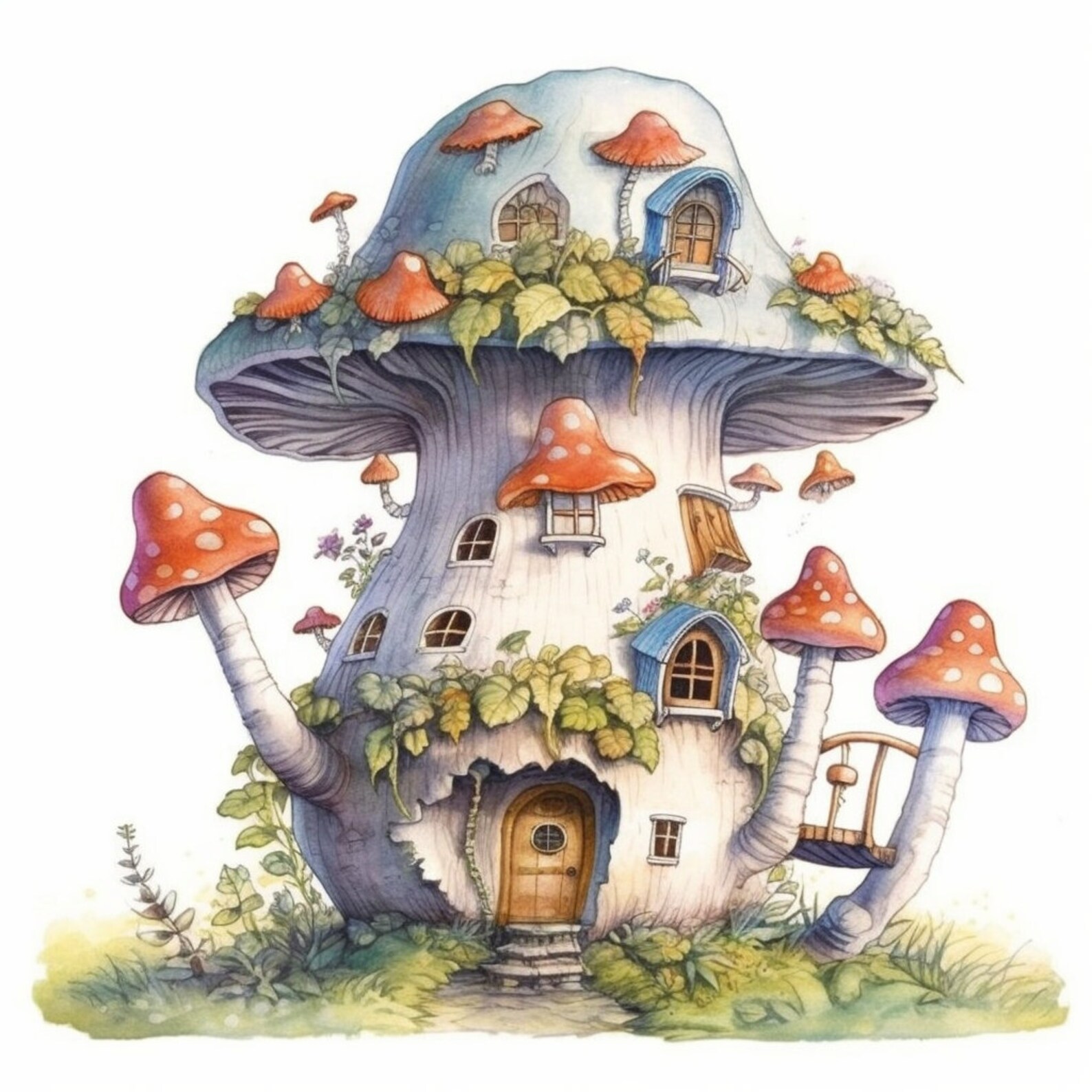 Whimsical Mushroom Fairy House Clipart Bundle 10 High Quality ...