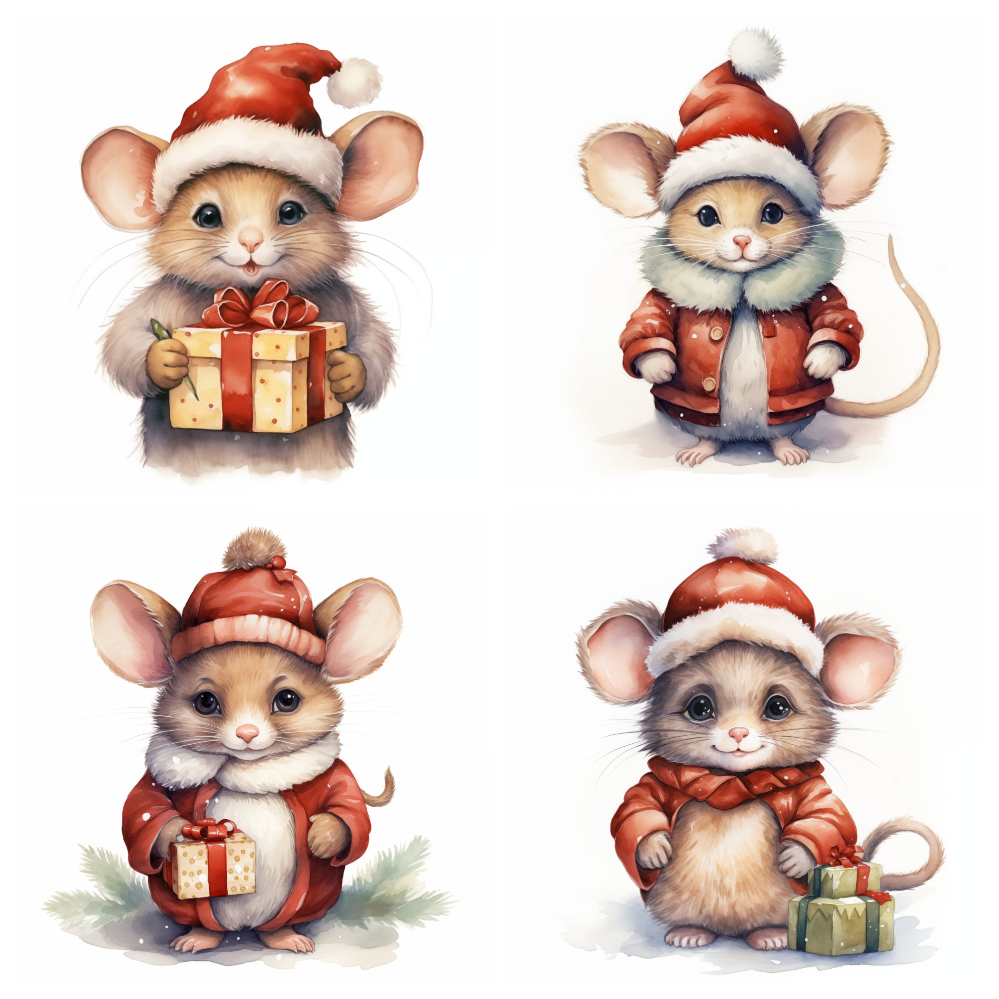 Christmas Mice Clipart Bundle Christmas Mouse - 16 High Quality Jpgs ...