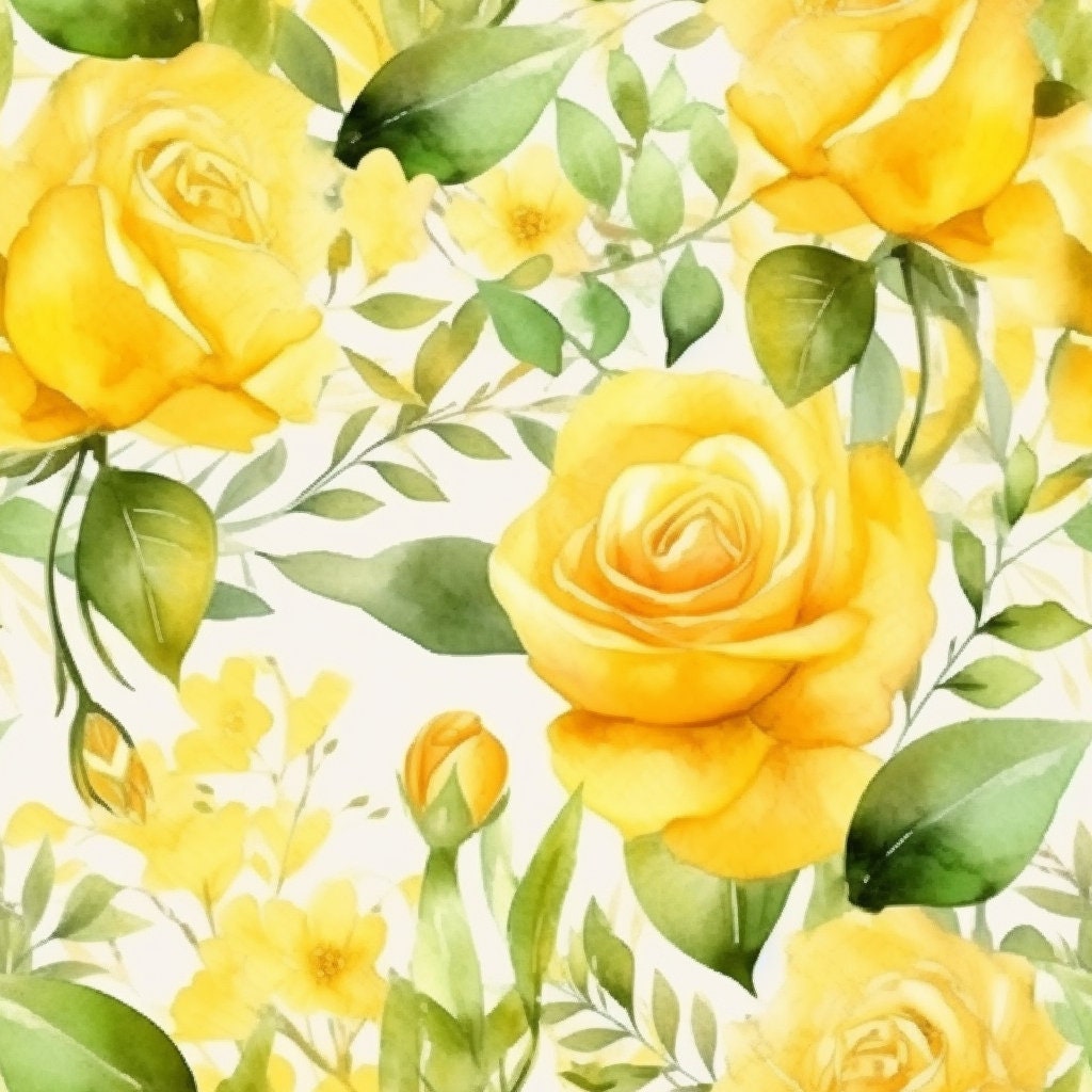 Watercolor Yellow Roses Digital Paper Seamless Designs Ten Colorful ...