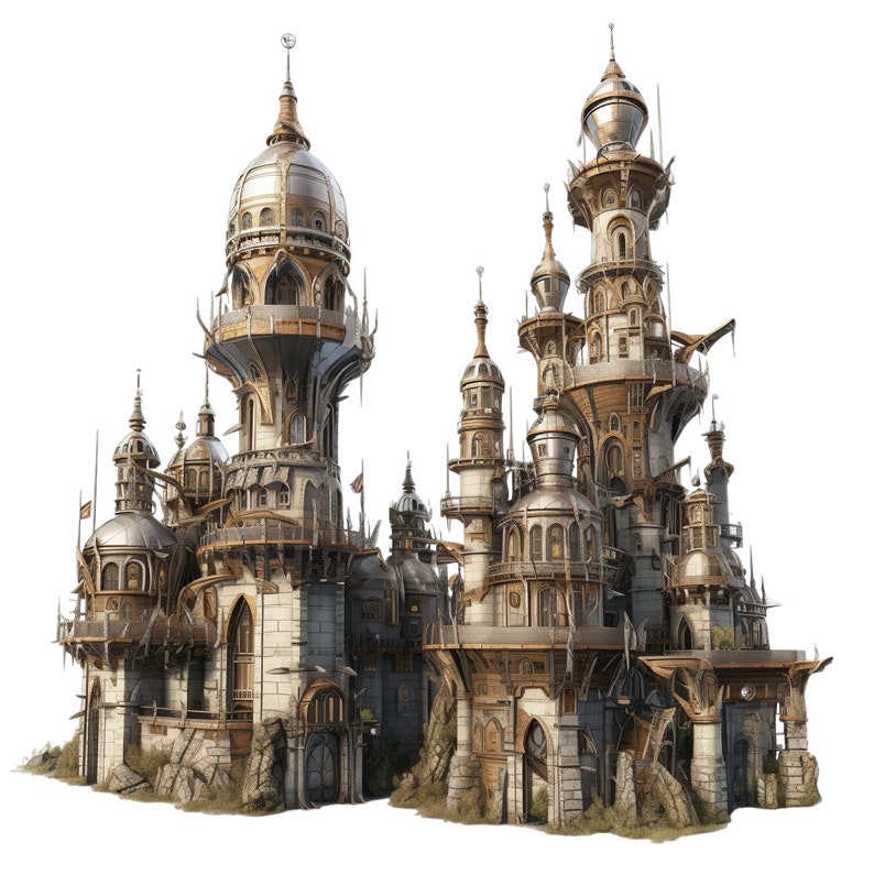 Steampunk Castles With Towers Clipart Instant Download Digital ...