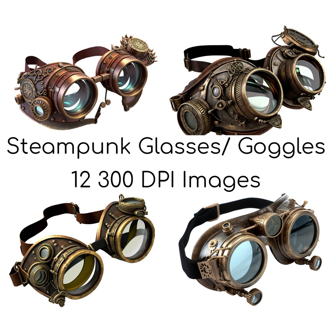 Steampunk Googles Glasses Clipart Instant Download Digital Transparent ...
