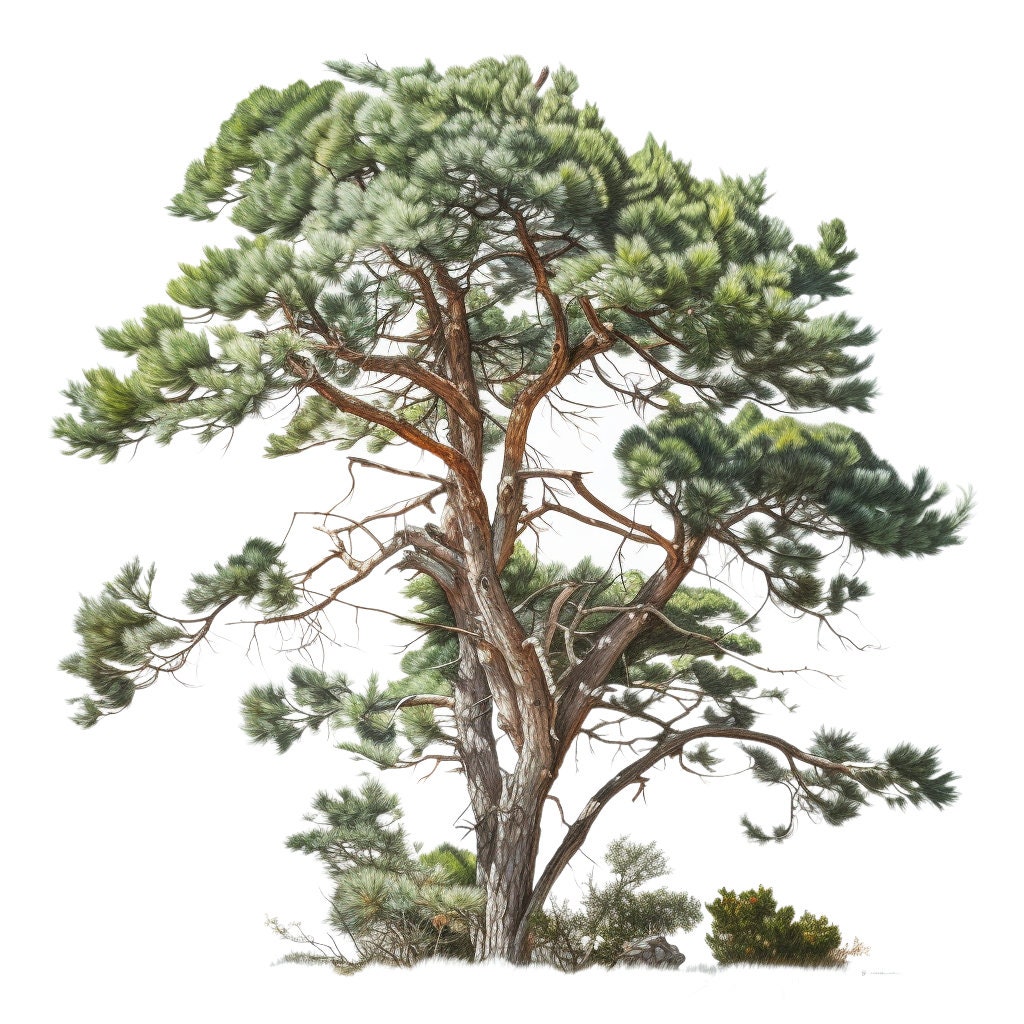 Scots Pine Trees Watercolor Clipart, Scots Pine Clipart JPG, Watercolor ...