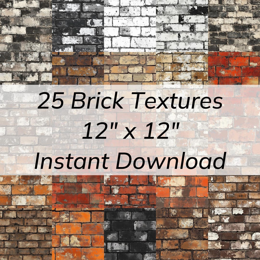 25 Seamless Brick Pattern Digital Paper for Printable Projects - Unique ...