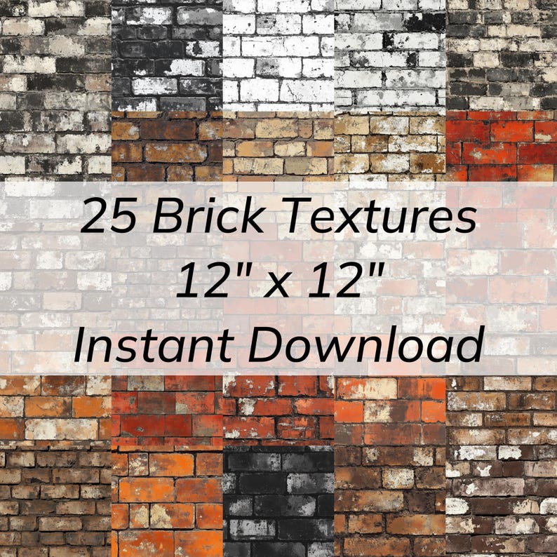 25 Seamless Brick Pattern Digital Paper for Printable Projects Unique ...