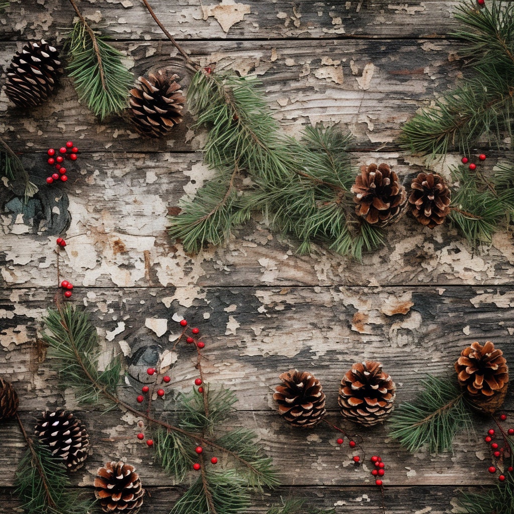 10 Rustic Christmas Digital Scrapbook Paper Background Weathered Wood ...