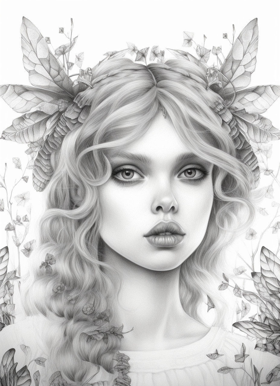 Beautiful Forest Fairy Girls Fantasy Coloring Pages Printable Adult ...