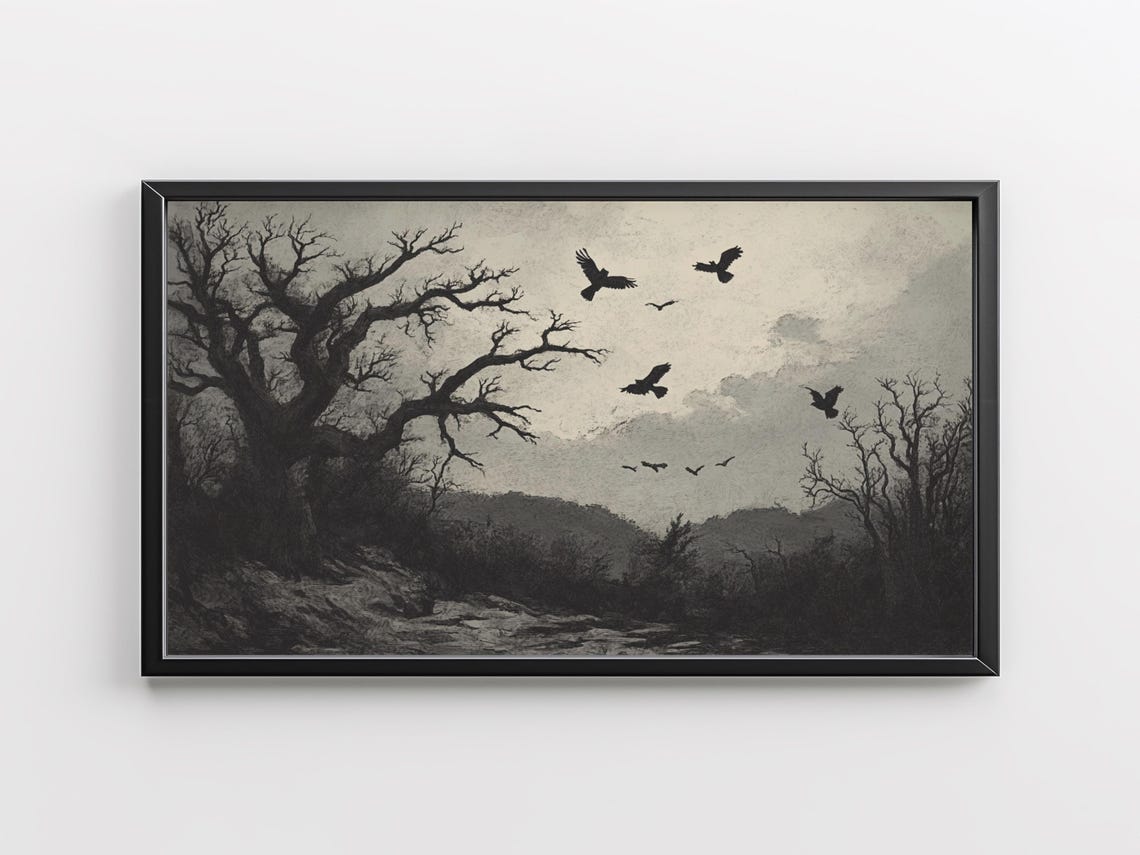 Samsung Frame TV Art Haunting Crow and Raven TV Art - 4 Gothic Crow ...