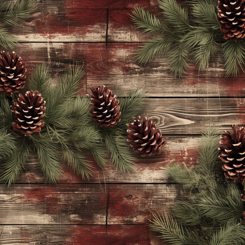 10 Rustic Christmas Digital Scrapbook Paper Background Weathered Wood ...
