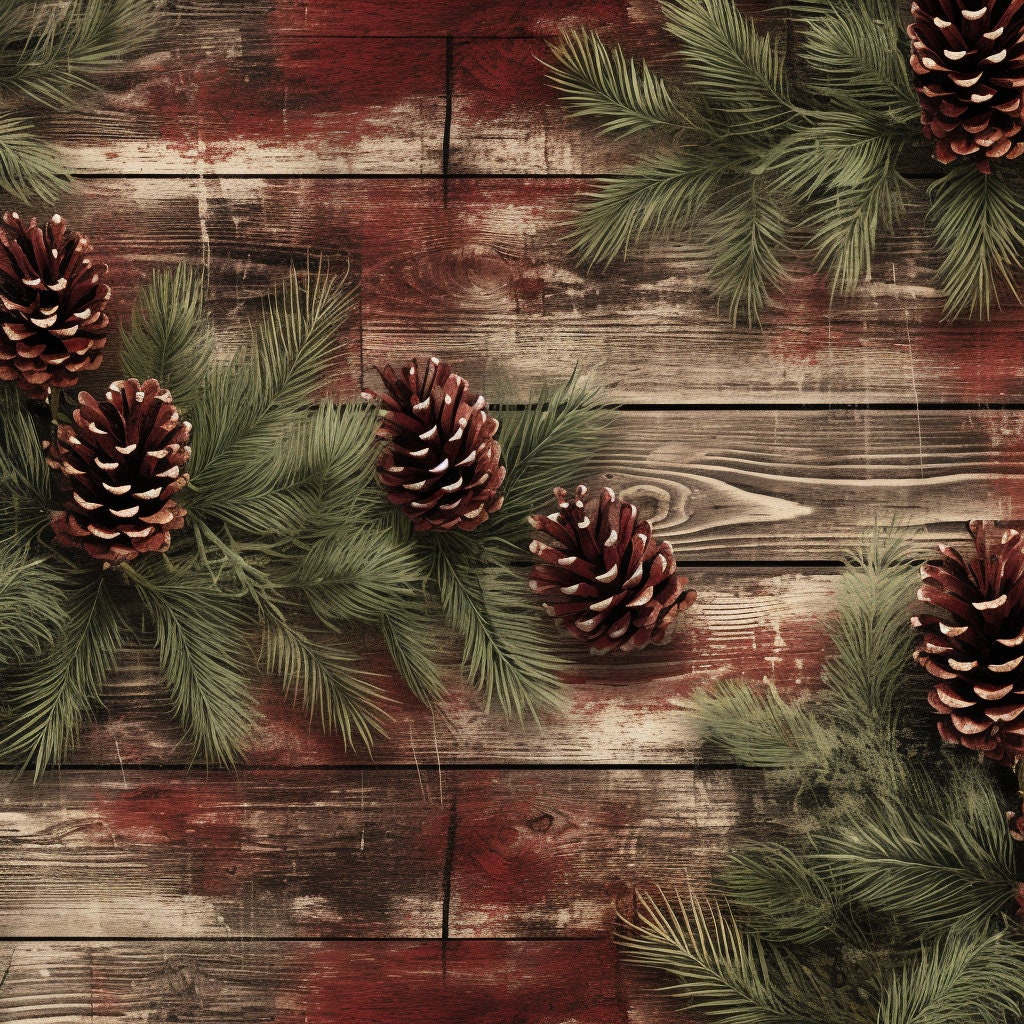 10 Rustic Christmas Digital Scrapbook Paper Background Weathered Wood ...