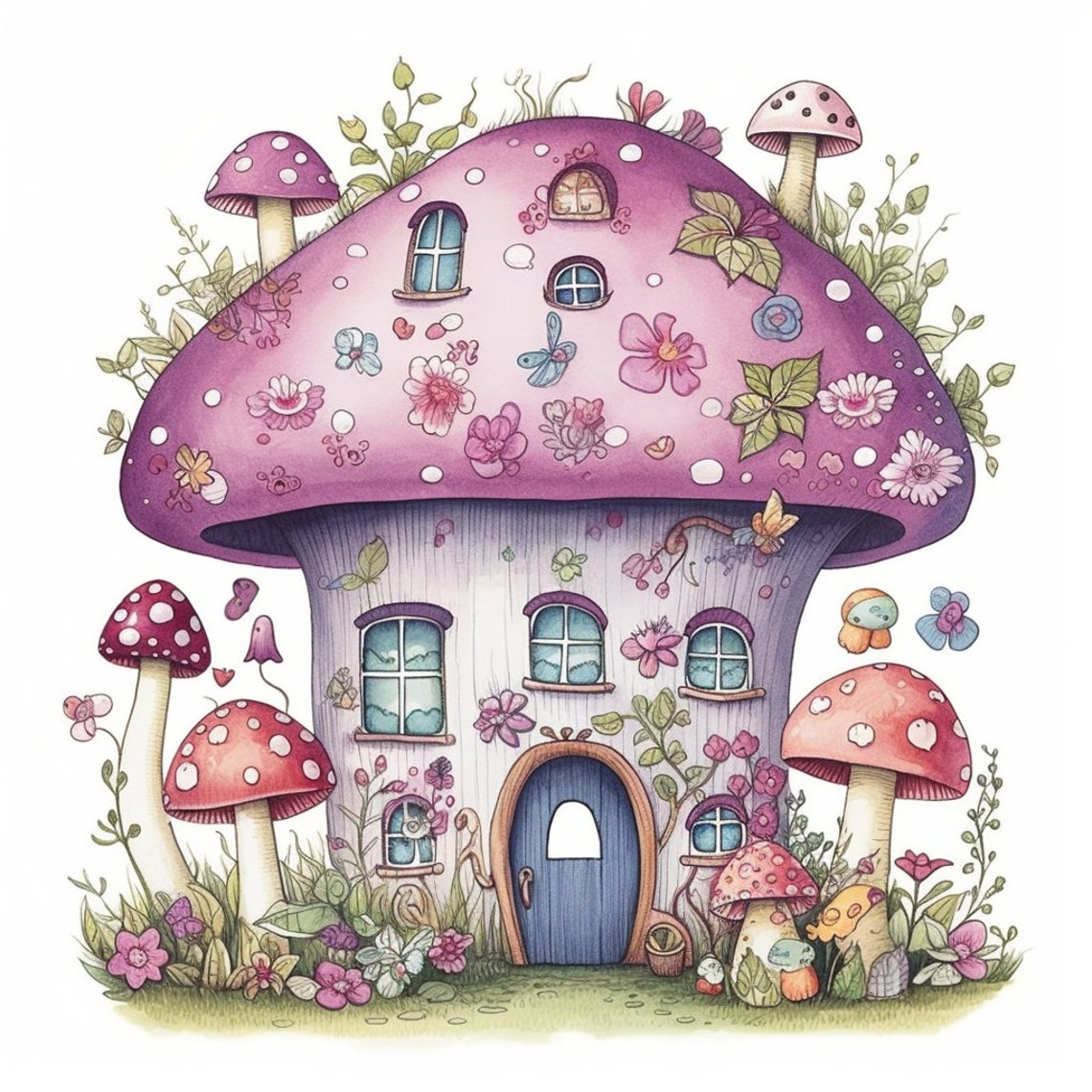 Whimsical Mushroom Fairy House Clipart Bundle 10 High Quality ...
