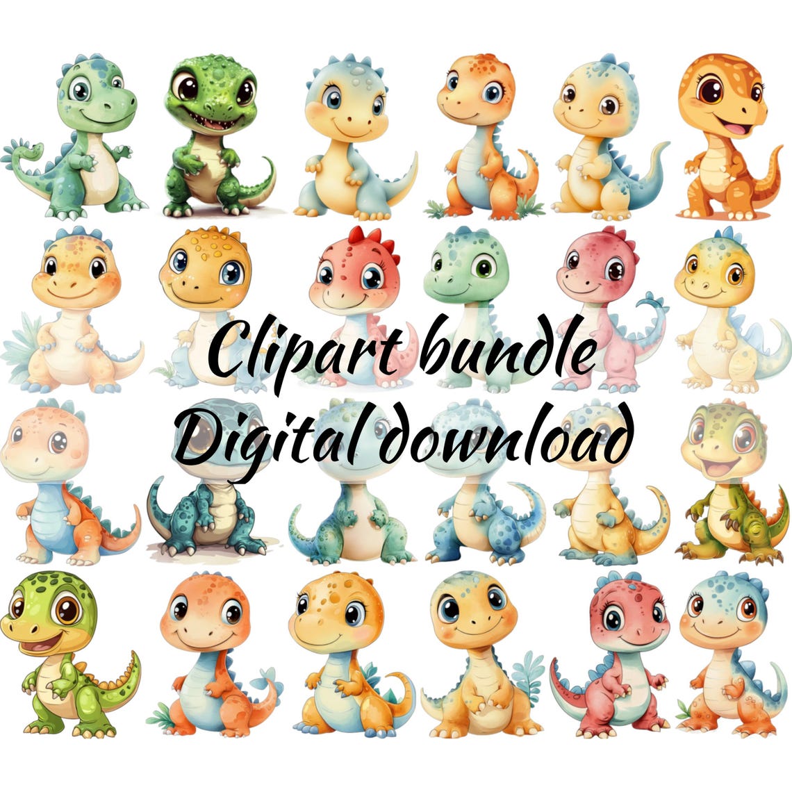 Adorable Cute Baby Dinosaurs Clipart Set for Instant Download Fun ...