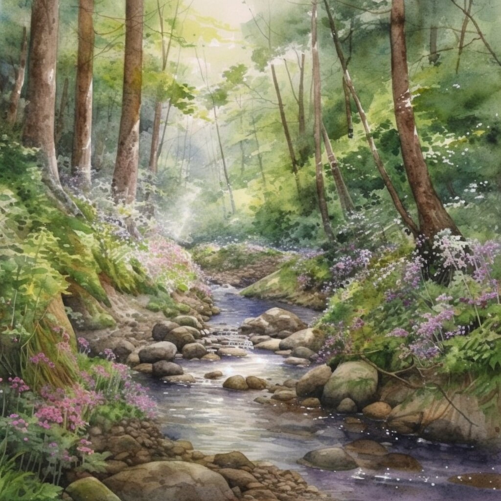 Beautiful Forest Stream Clipart, 10 High Quality Jpg's, Digital ...