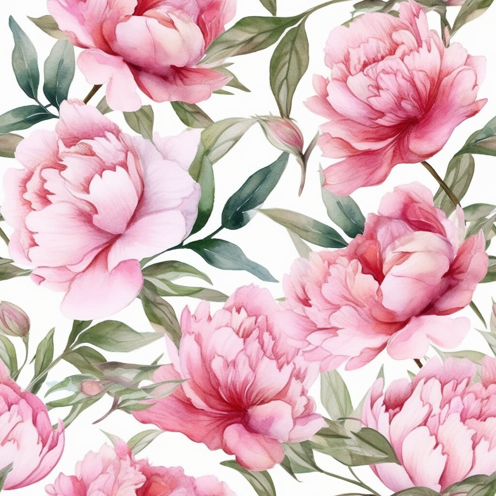 Watercolor Peonies Digital Paper Seamless Designs Ten Colorful Patterns ...
