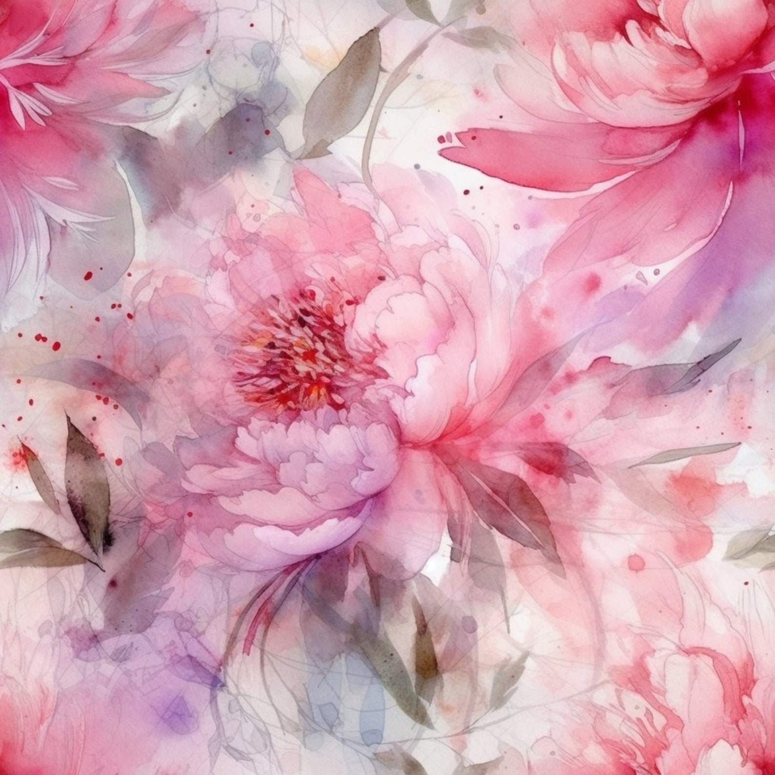 Watercolor Peonies Digital Paper Seamless Designs Ten Colorful Patterns ...