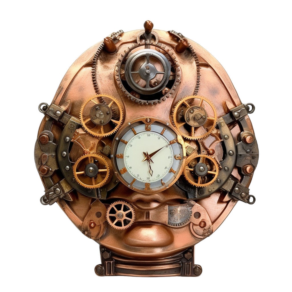 Steampunk Clock Clipart Instant Download Digital Transparent PNG Images ...