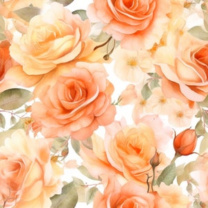 Watercolor Peach Roses Digital Paper Seamless Designs Ten Colorful ...